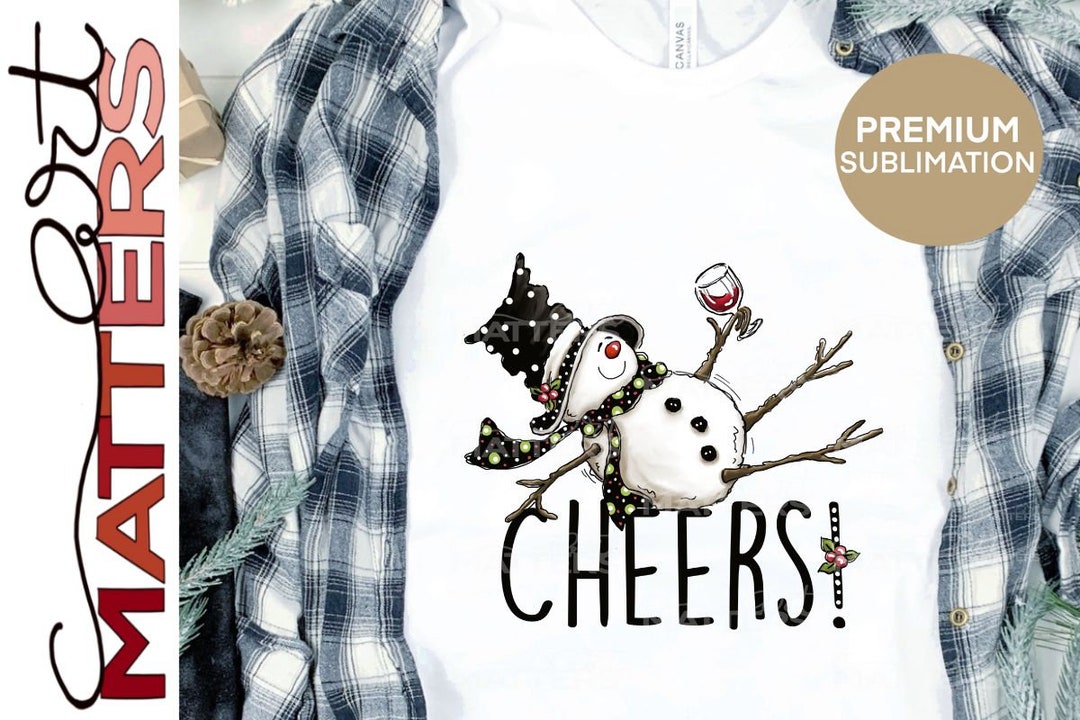 Tipsy Snowman Wine Cheers: Hand-painted Christmas Sublimation (PNG) - Etsy