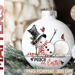 Peace on Earth Snowman - Hand Painted - PNG - Sublimation, Funny ...