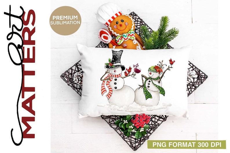 Dancing Snowmen Hand Painted Png Sublimation Christmas Etsy