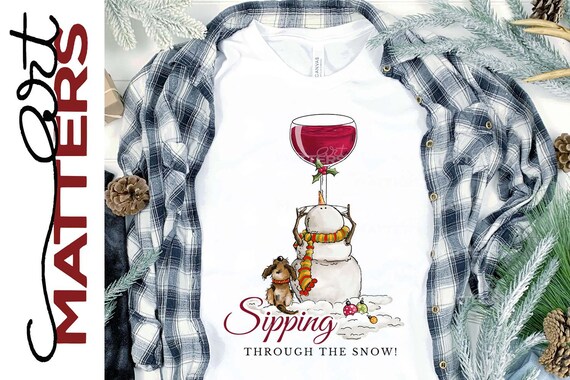 Sipping Through the Snow Hand Painted PNG Sublimation - Etsy