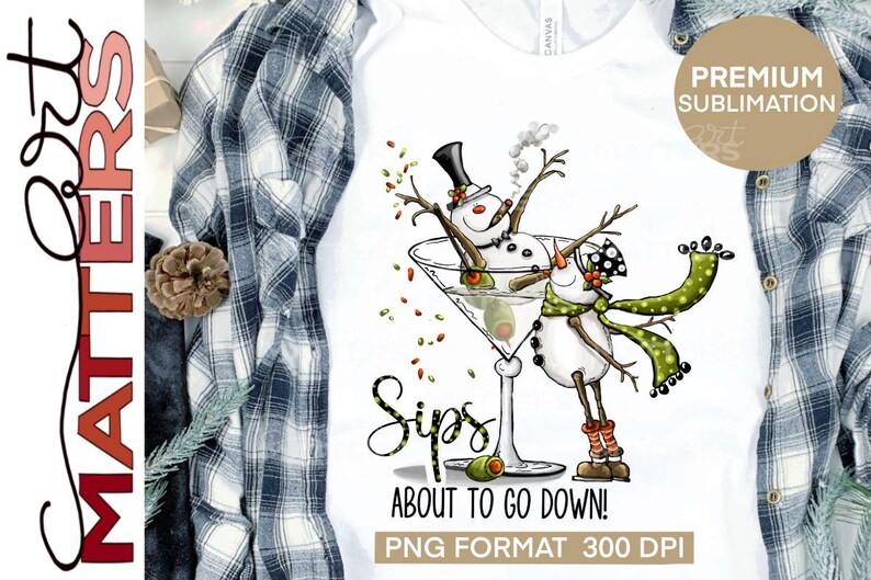 Tipsy Snowman Sublimation PNG Bundle: Hand-painted Christmas Clipart ...