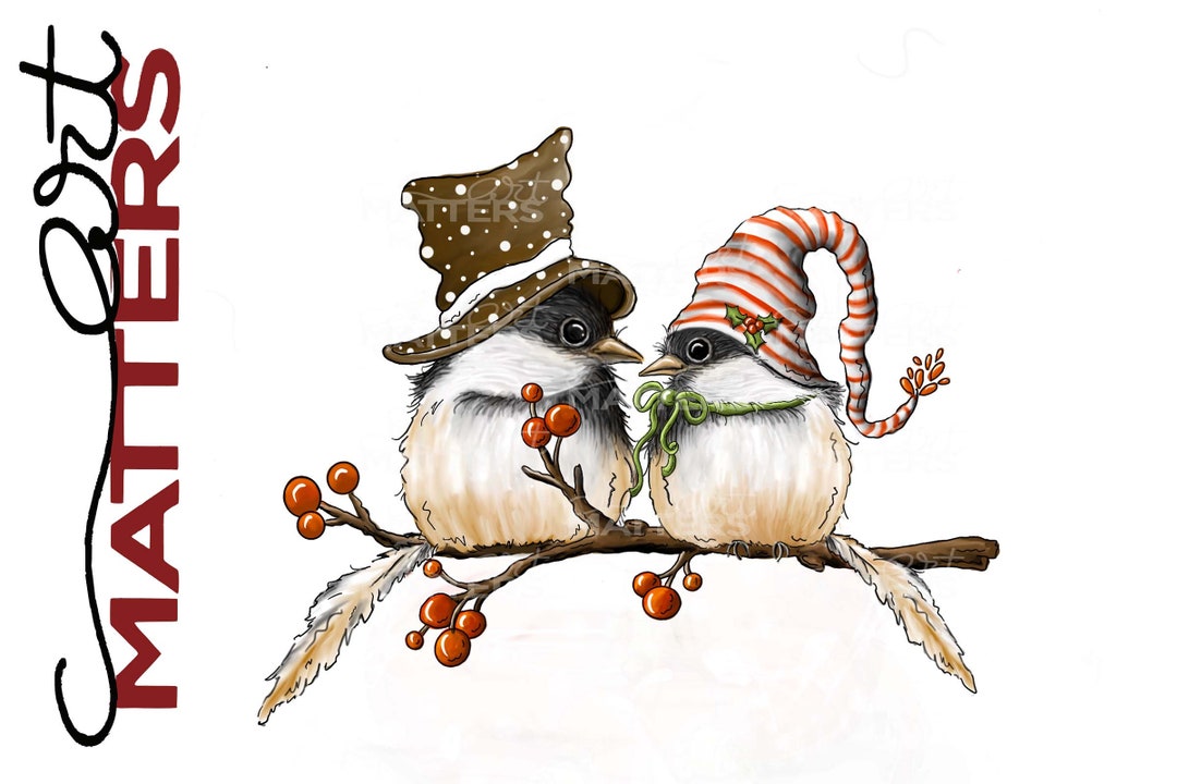 Chickadee Couple Branch - Hand Painted - PNG - Sublimation - Etsy
