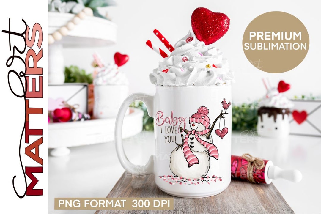 Valentine Snowman - Hand Painted - PNG - Sublimation, Valentines Day ...