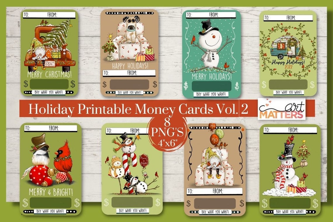 Holiday Printable Money Holders Vol. 2 - Hand Painted - PNG ...