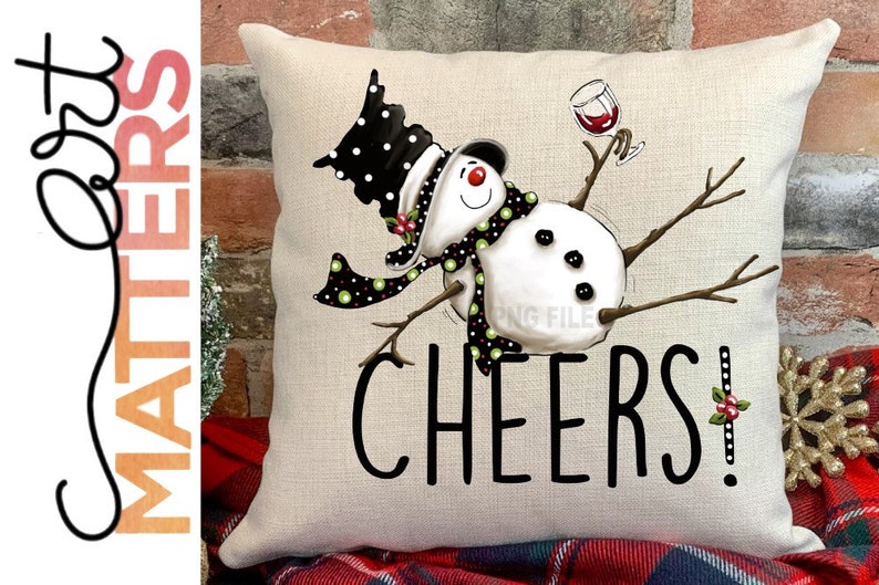 Tipsy Snowman Wine Cheers: Hand-painted Christmas Sublimation (PNG) - Etsy