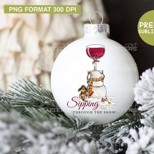 Sipping Through the Snow - Hand Painted - PNG - Sublimation - Christmas ...