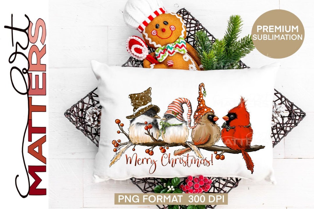 Chickadees and Cardinals Christmas PNG: Hand-painted Sublimation ...