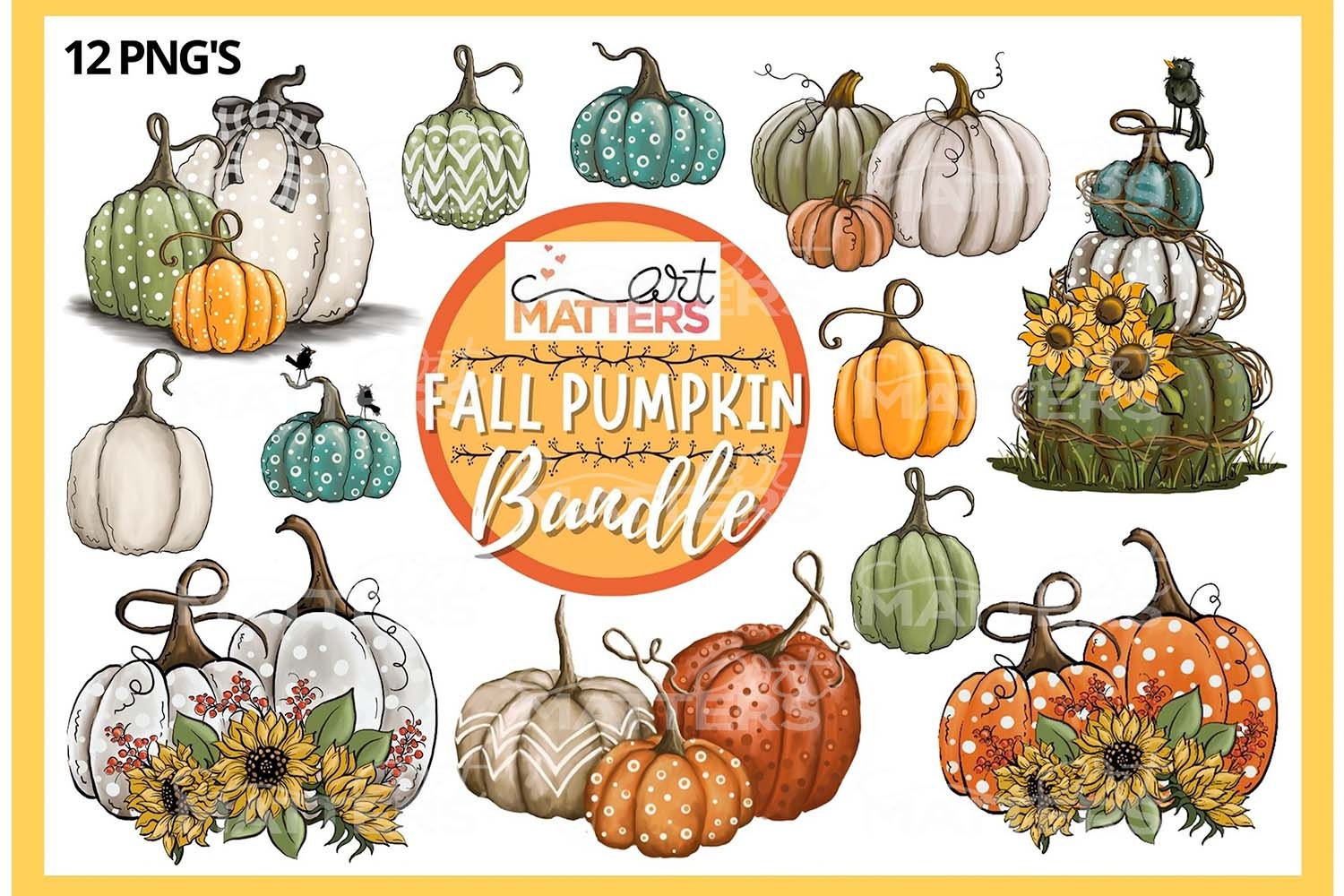 Fall Pumpkin Bundle | 12 PNG'S- Hand Painted - Sublimation - Fall - Etsy