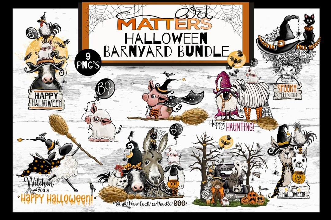 Halloween Barnyard Clipart Bundle: Hand-painted Pngs (9) - Etsy