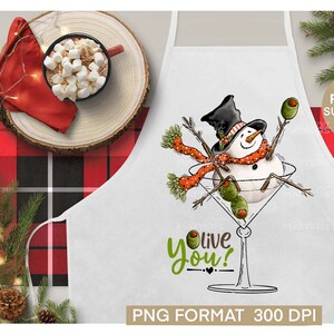 Olive You! Snowman Martini Glass - Hand Painted - PNG - Sublimation ...