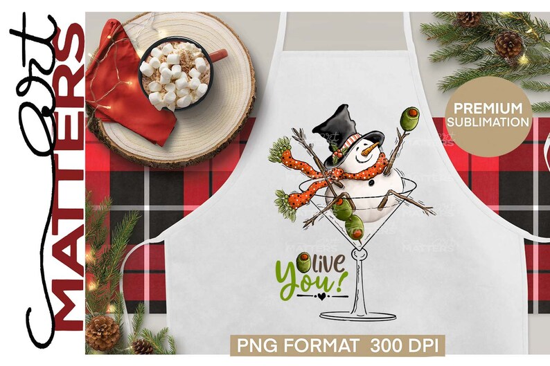 Olive You! Snowman Martini Glass - Hand Painted - PNG - Sublimation ...