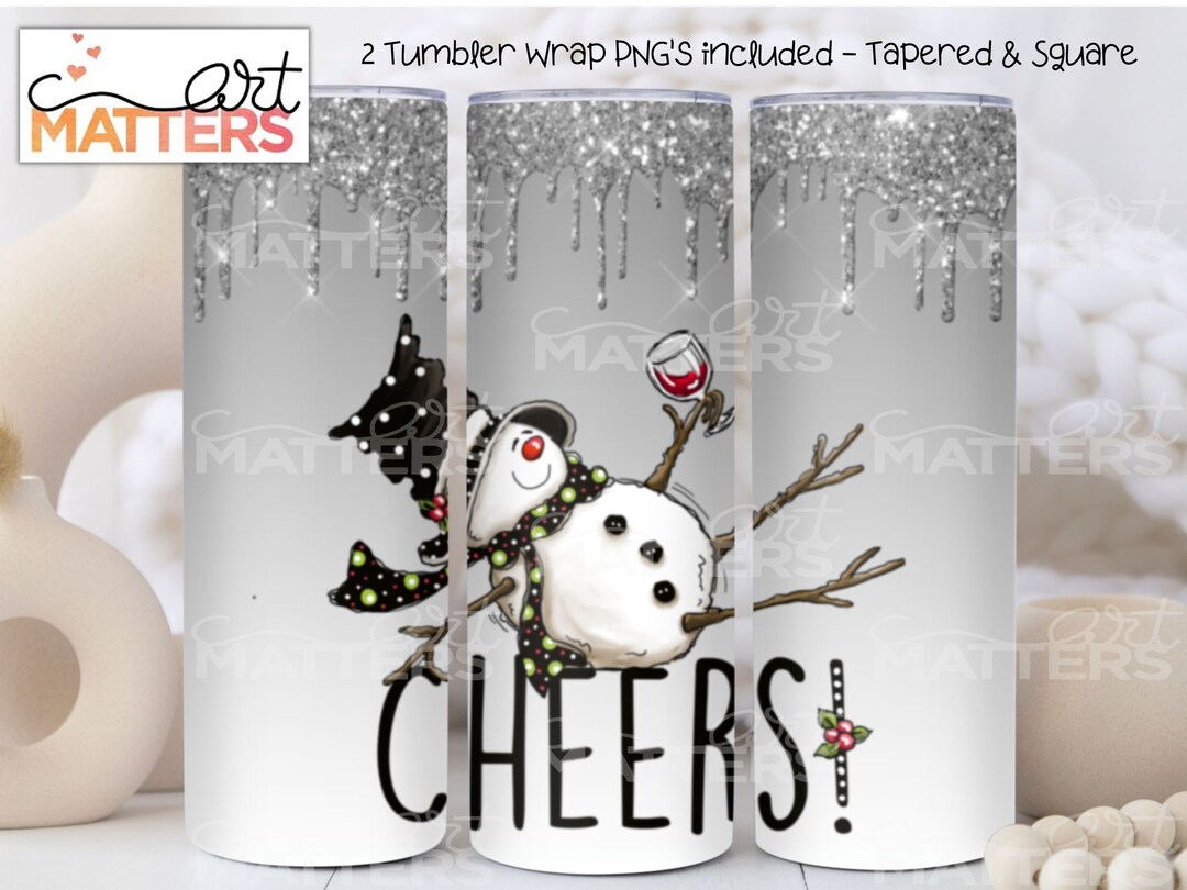 Tipsy Snowman Tumbler Wrap, Hand Painted, PNG, Sublimation, Tumbler Wrap, Christmas , Snowman ...