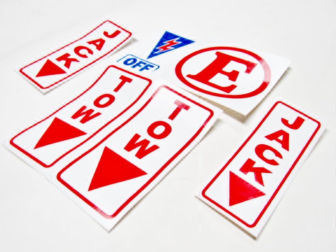 Race Decal Pack SCCA, Battery Safety Off, Fire Extinguisher, Jack & Tow ...