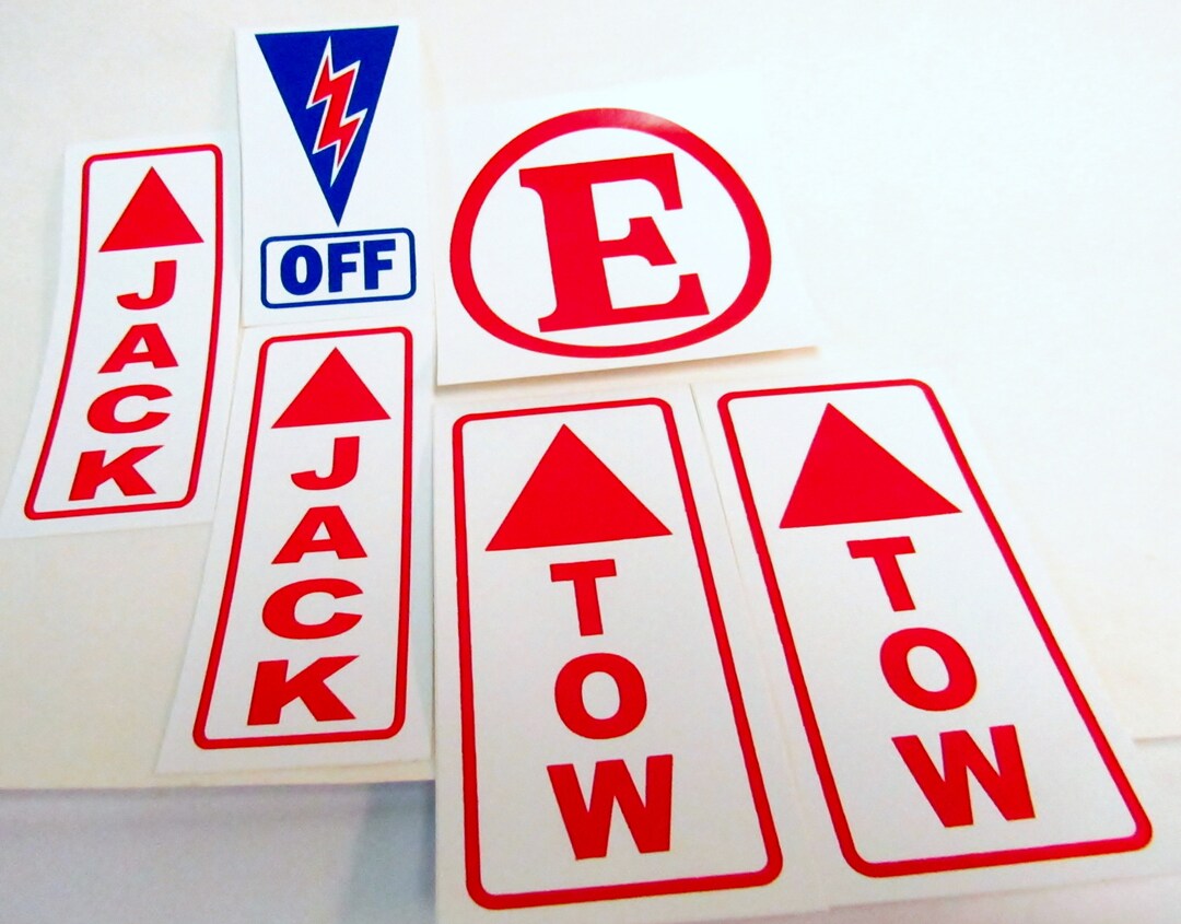 Race Decal Pack SCCA, Battery Safety Off, Fire Extinguisher, Jack up ...