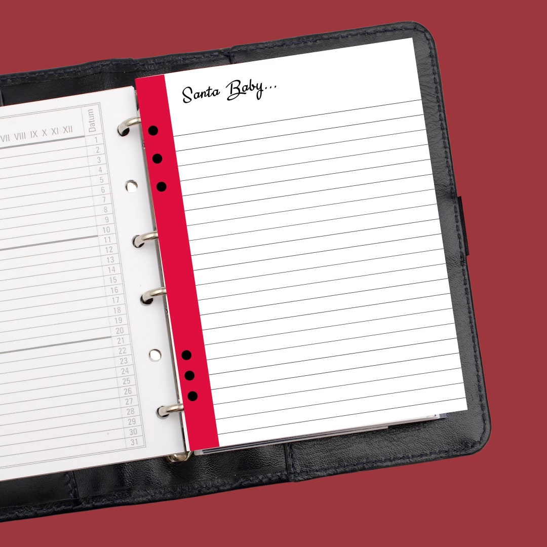 Santa Baby Red and White Christmas Note Pages, Holiday Note Pages ...