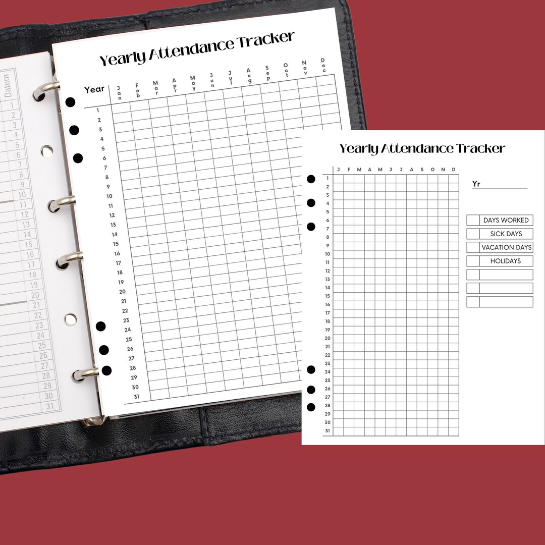 Yearly Attendance Tracker, Employee Attendance, Student Attendance ...