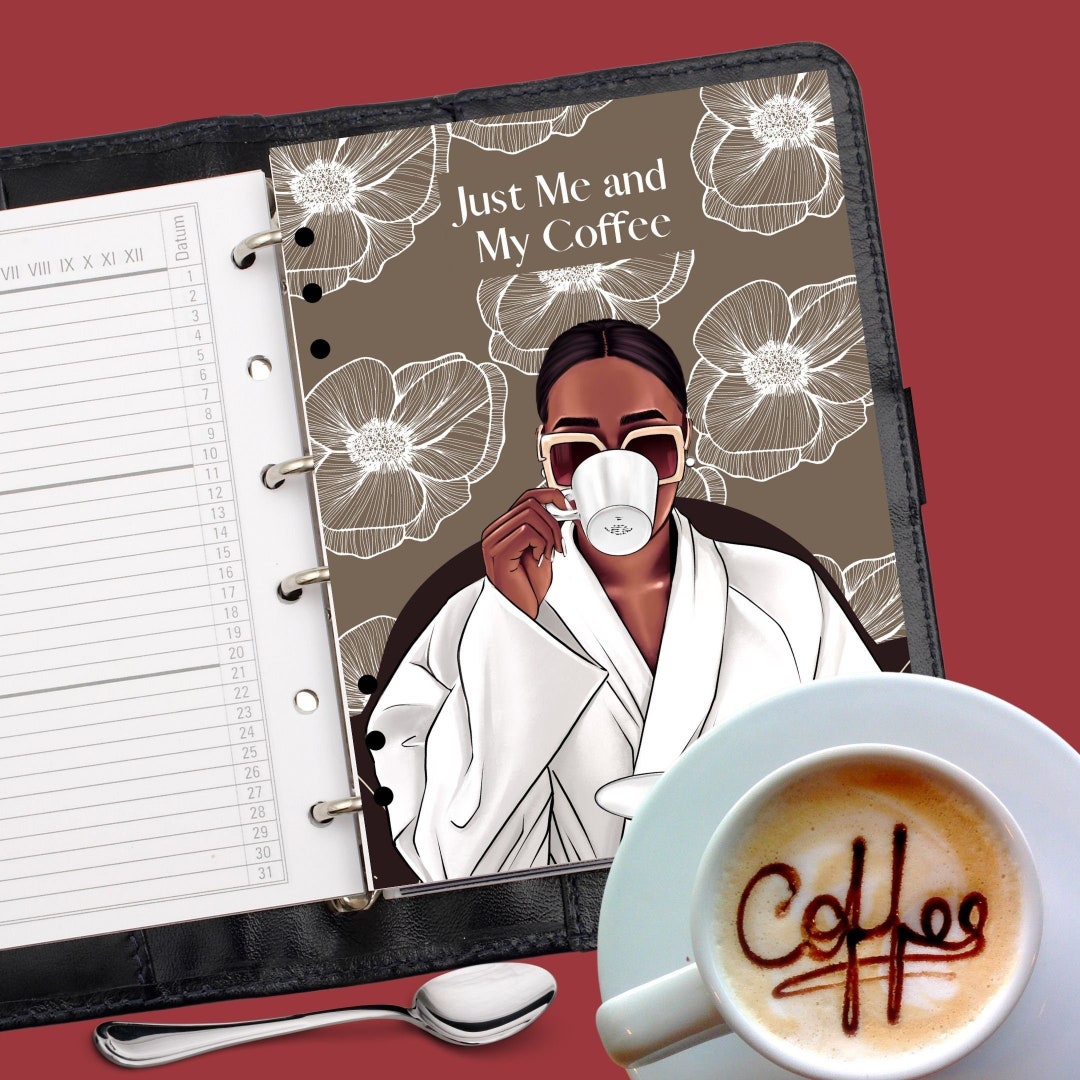 Coffee and Me Planner Cover Set/dashboard Brown and White - Etsy