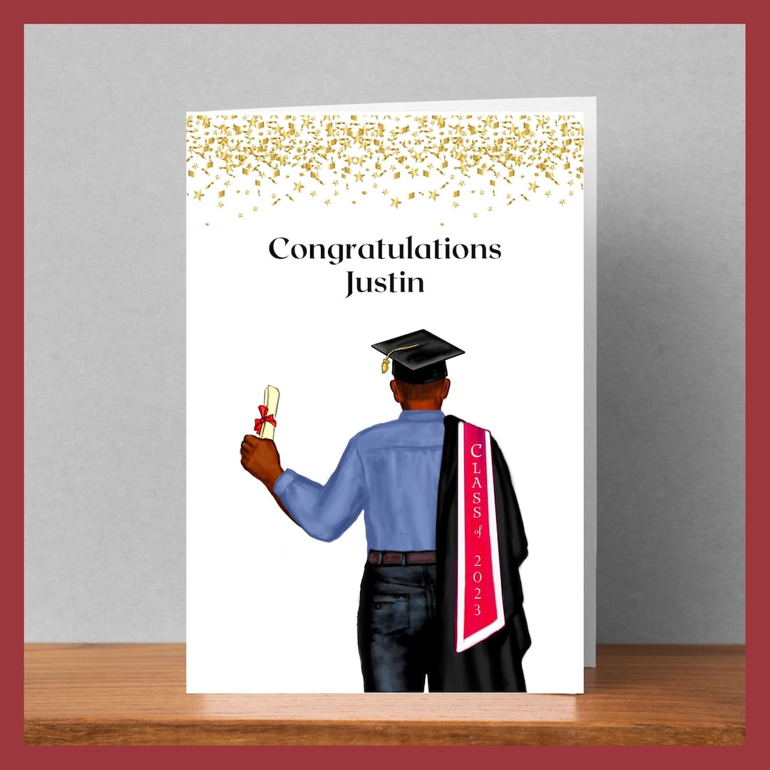 Personalized Graduation Card, 2023 Graduation Card, Black Male ...