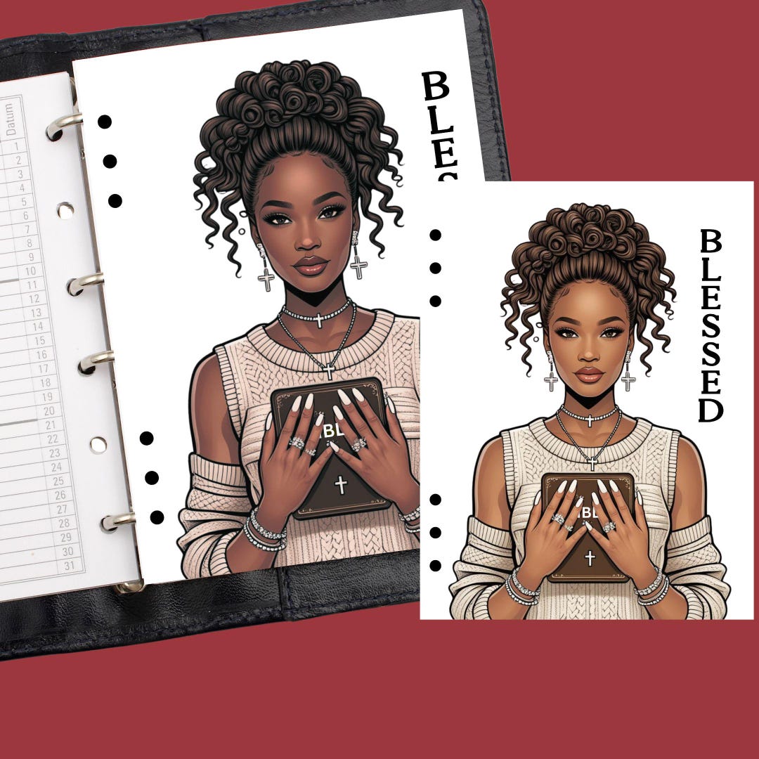 Blessed Woman With Bible Dashboard Insert / Cover Set for Your Planner ...