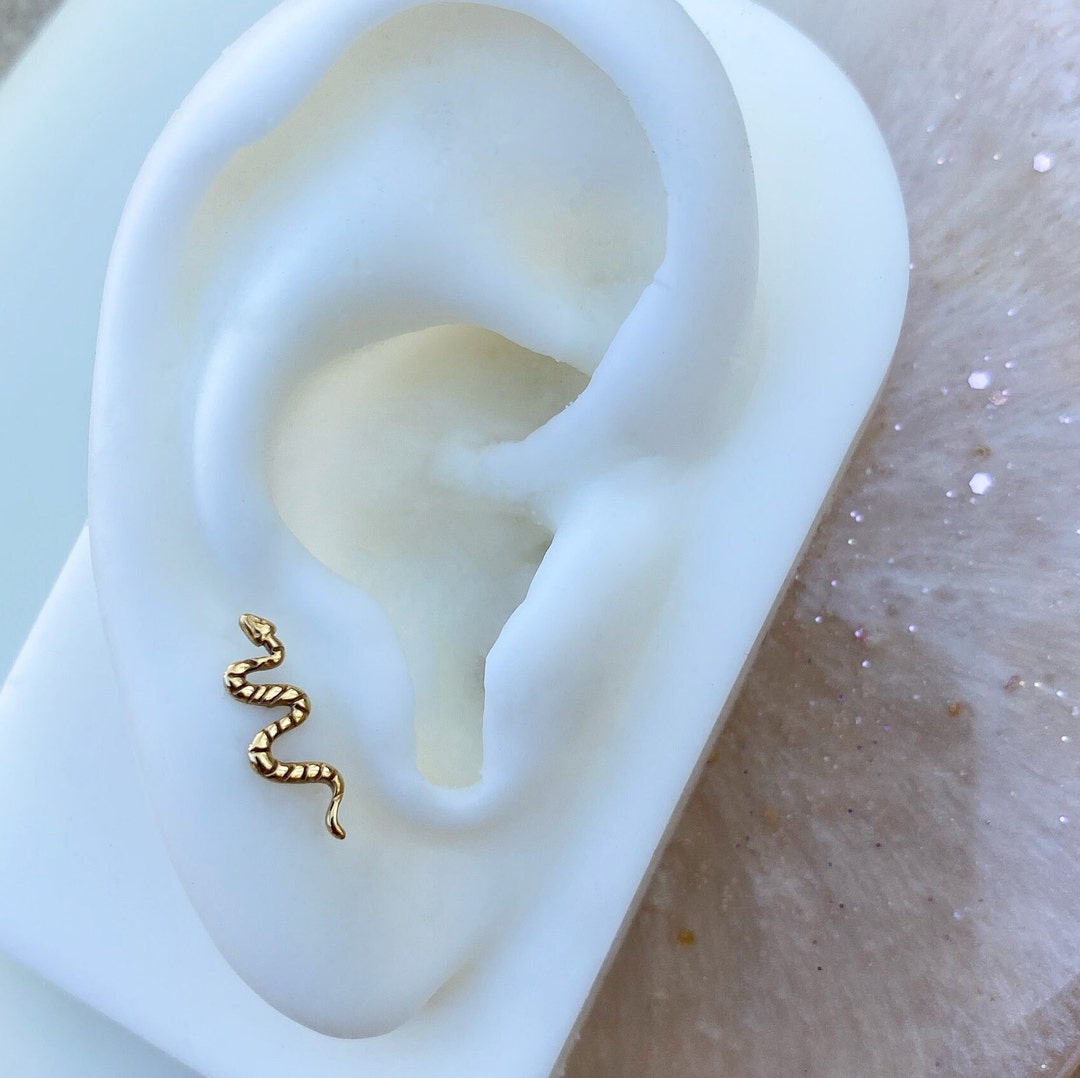 Implant Grade Titanium Gold Snake Serpent Labret. Threadless. (push-in ...
