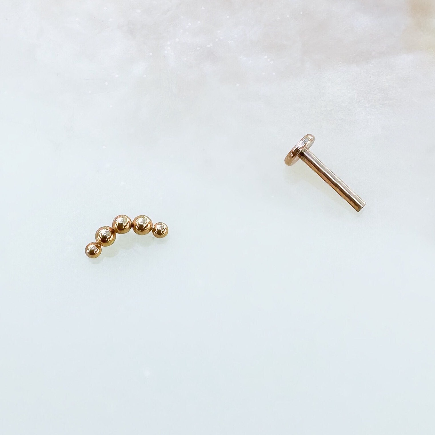 Gold Titanium Curved Beaded Labret for Helix, Tragus, Conch and ...