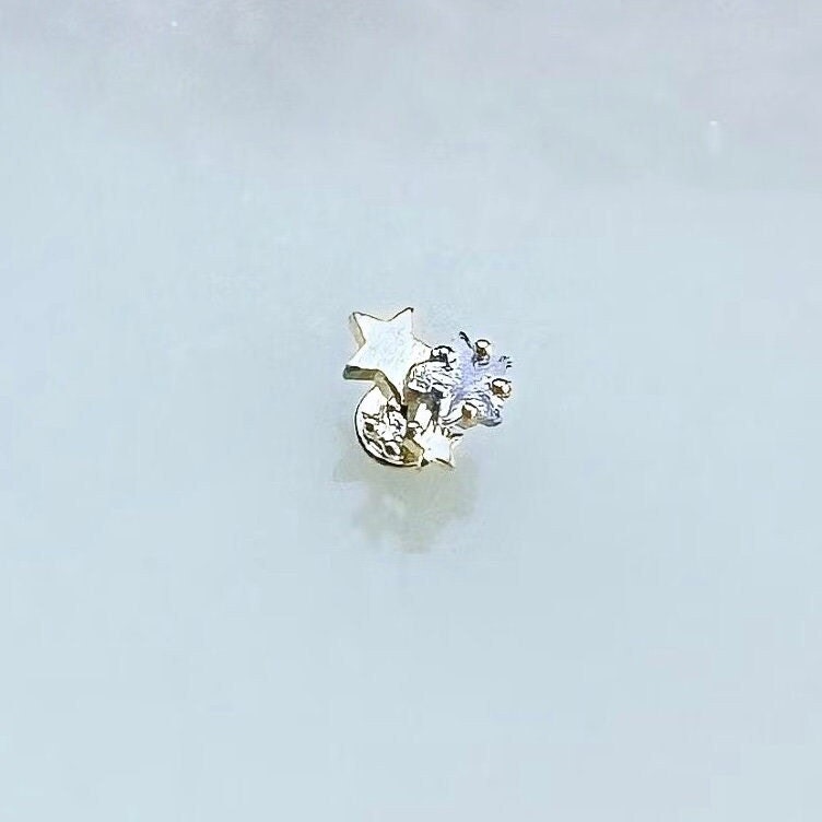 Silver, Gold, or Rose Gold Crystal Star Labret. 16G. 6mm or 8mm. for ...