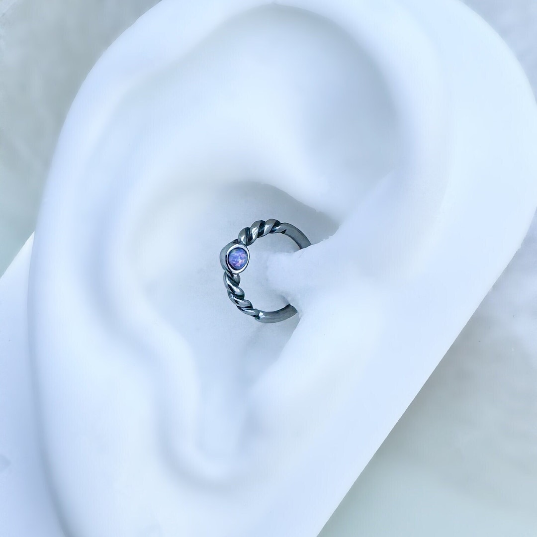 Braided Opal Hoop for Septum or Daith. 8mm. 16G or 18G. - Etsy