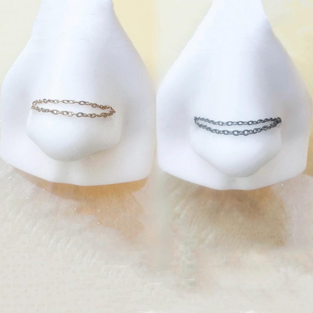 Titanium Silver or Gold Layered Nose Chain / Ear Chain. Layered Chain ...