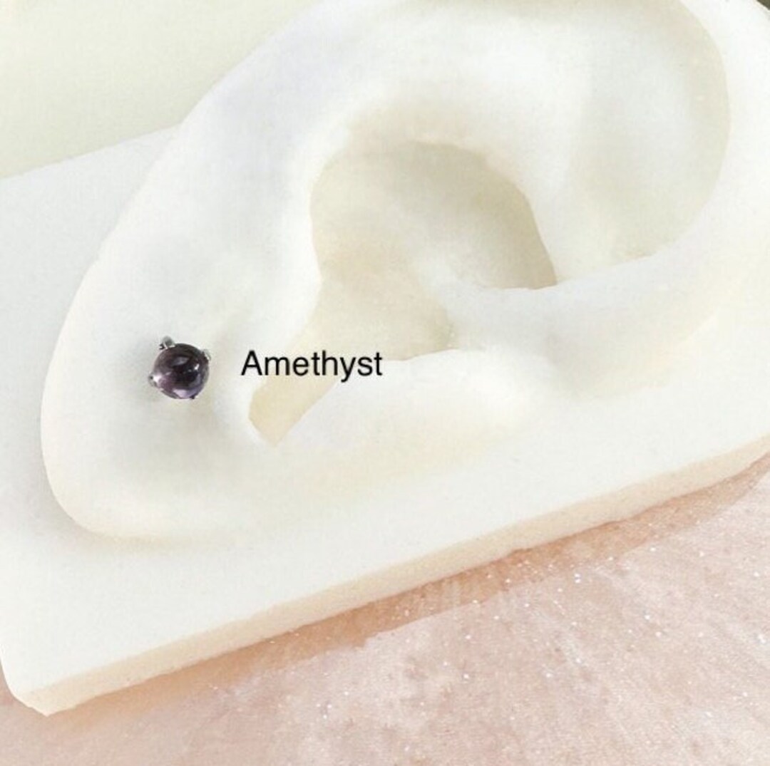 Titanium Amethyst Stone Labret for Cartilage, Lobe, Medusa, Tragus ...