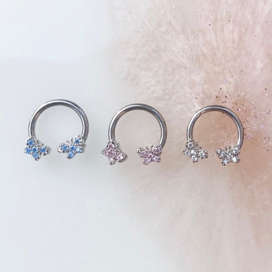Butterfly Horseshoe Hoop for Septum, Daith, Conch, and Cartilage ...