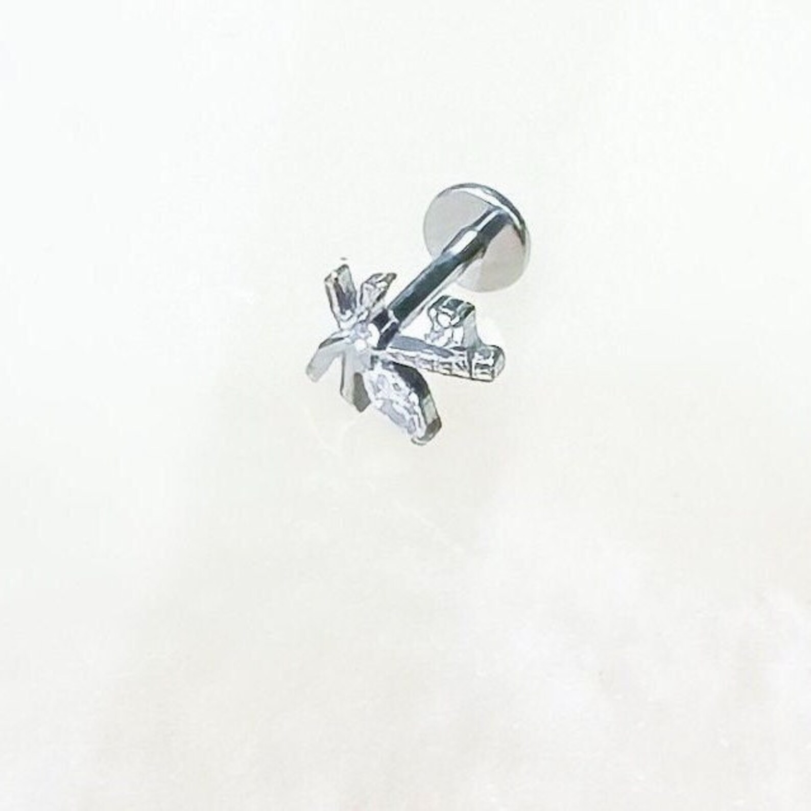 Silver Titanium Threadless Palm Tree Labret for Helix, Lobe, Philtrum ...