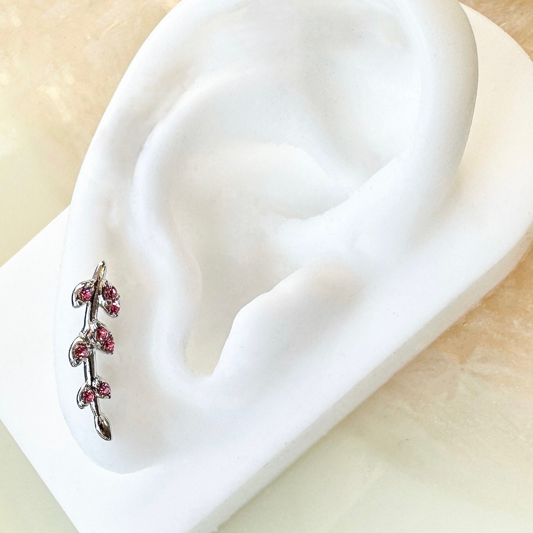 Light Pink Vine Leaf Labret for Cartilage, Flat, Conch, and Lobe ...