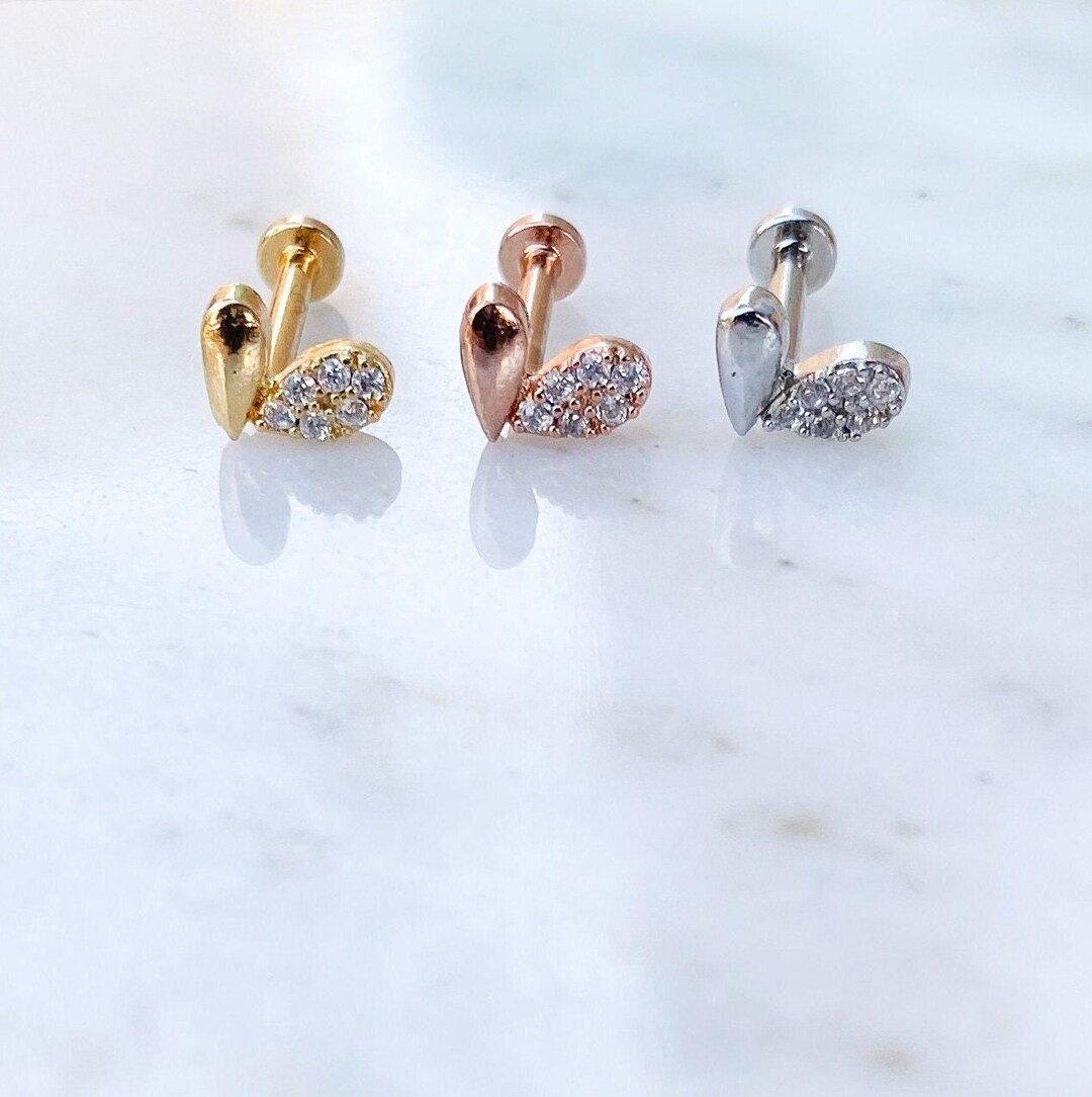Leaf Foliage Labret in Gold, Silver, or Rosegold. for Flat, Tragus ...