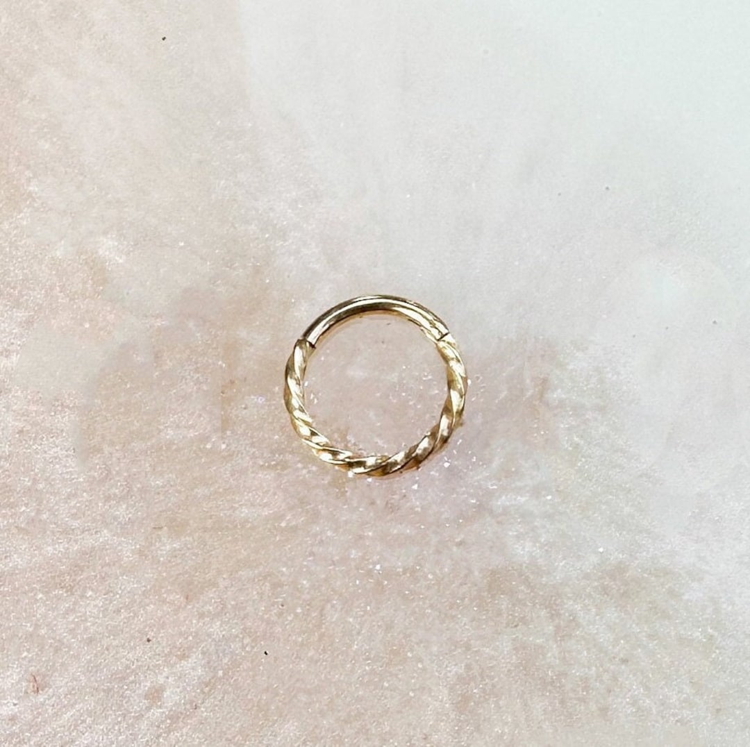 Braided Titanium Gold Clicker for Septum, Daith, or Cartilage Piercings ...