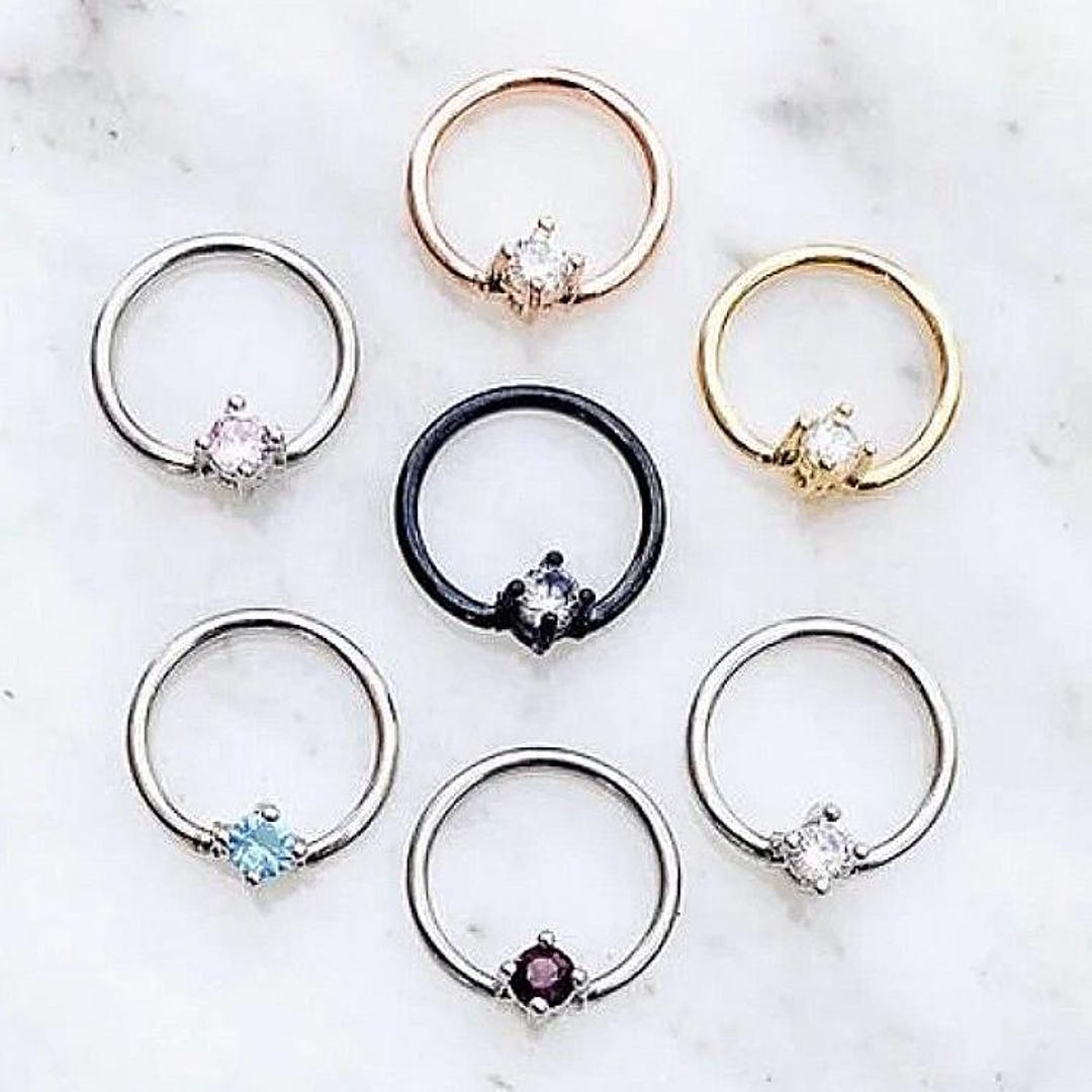 Crystal Captive Bead Hoop for Septum, Daith, or Cartilage Piercings. - Etsy