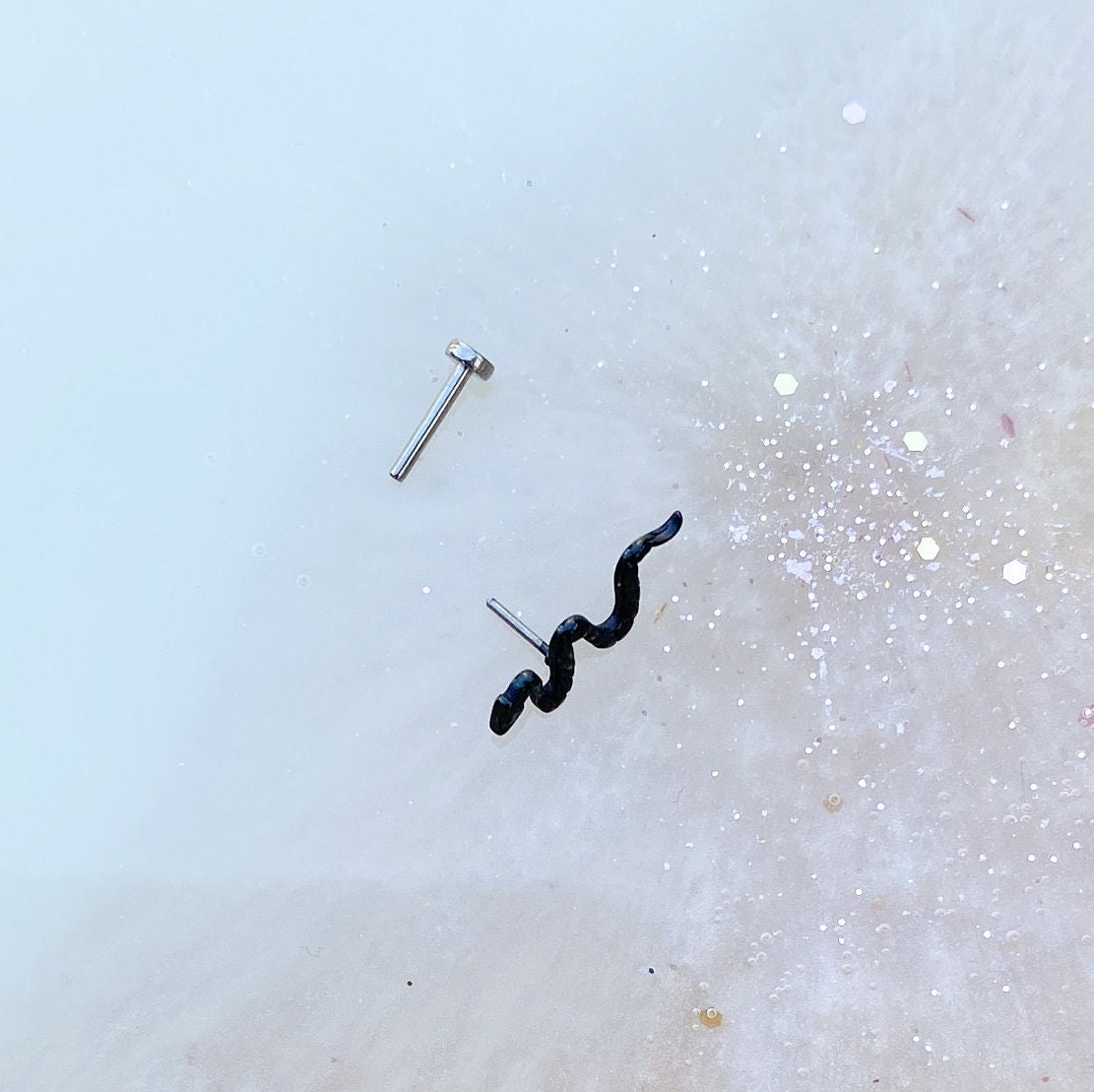 Implant Grade Titanium Snake Labret in Gold Silver or - Etsy