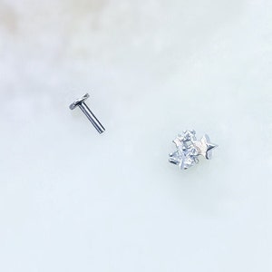 Silver Crystal Star Labret. 16G. 6mm or 8mm. for Medusa, Conch ...