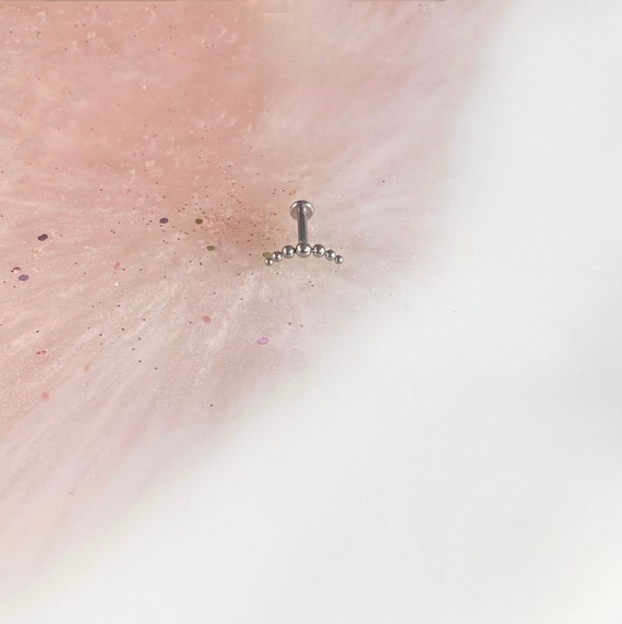 Titanium Curved Beaded Silver Labret for Cartilage Tragus | Etsy