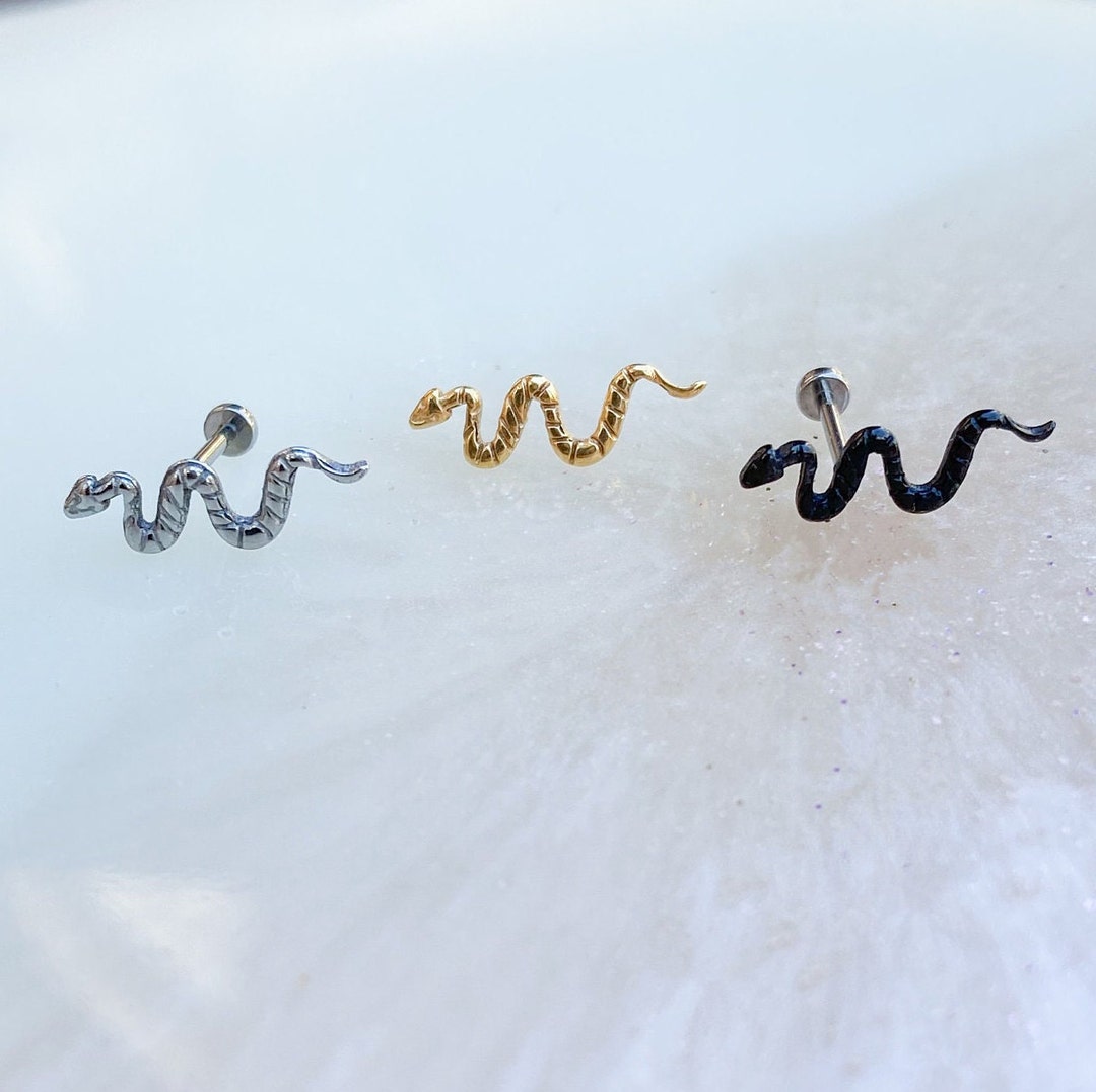 Implant Grade Titanium Snake Labret in Gold, Silver, or Black ...