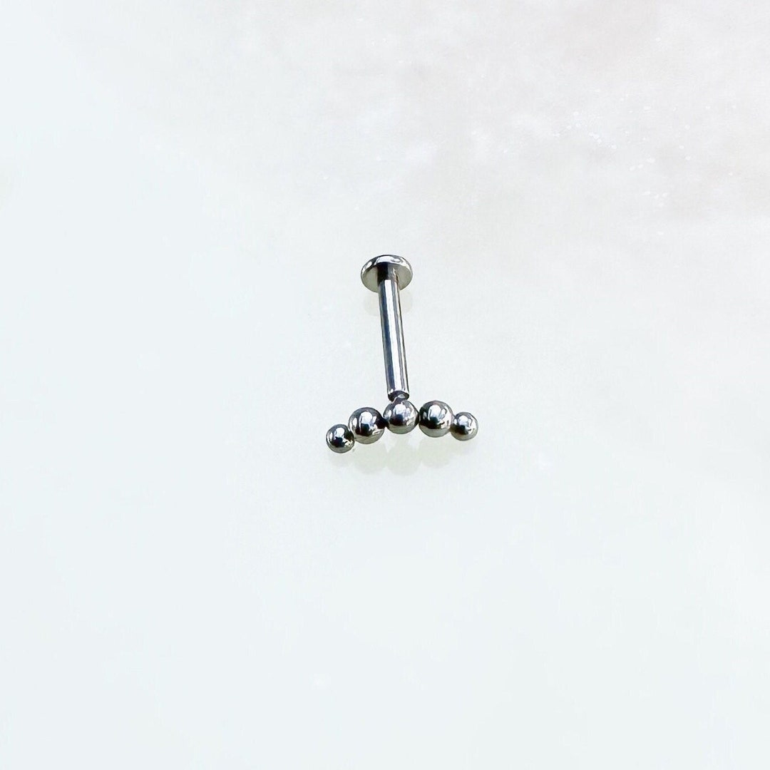Silver Titanium Curved Beaded Labret for Helix, Tragus, Conch, and ...