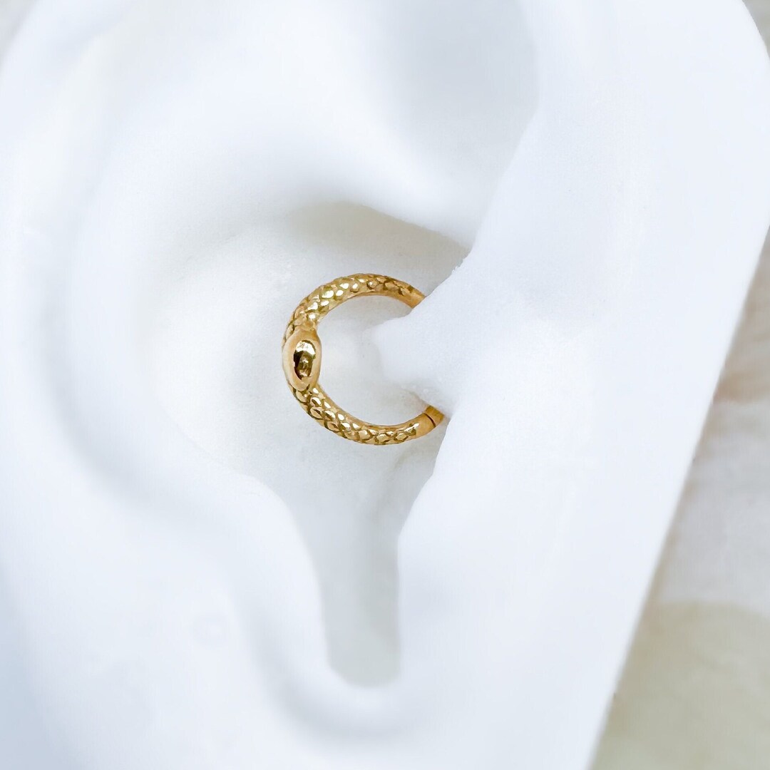 Gold Serpent Snake Clicker for Daith and Septum. 16G. 10mm or 8mm ...