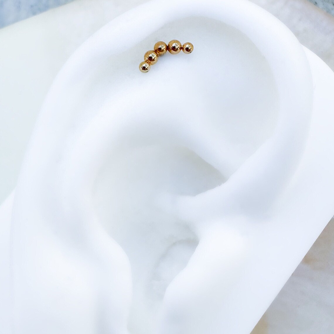Gold Titanium Curved Beaded Labret for Helix, Tragus, Conch and ...