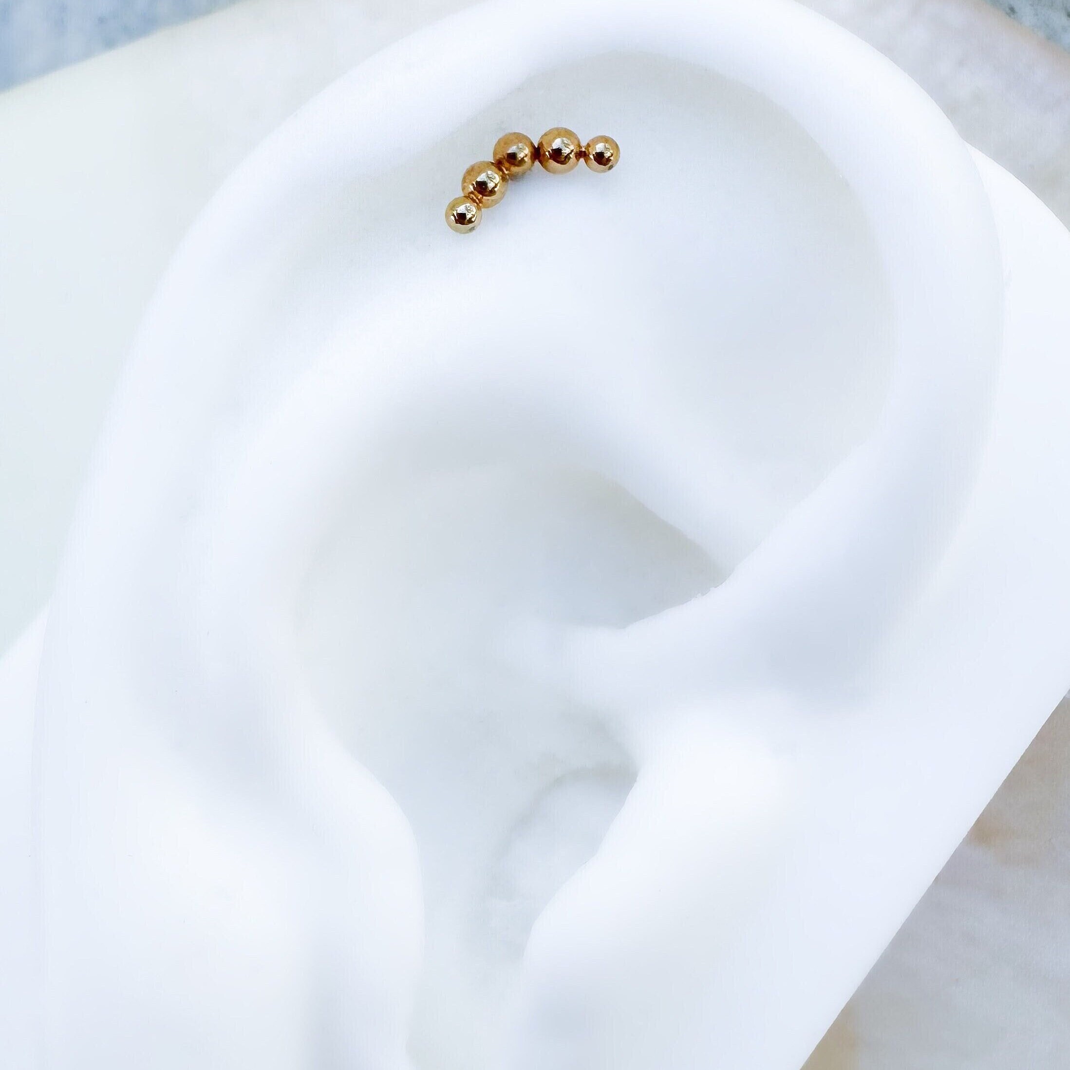 Gold Titanium Curved Beaded Labret for Helix, Tragus, Conch and ...