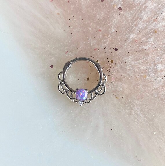 Purple Opal Clicker for Septum or Daith 16G 3/8 - Etsy