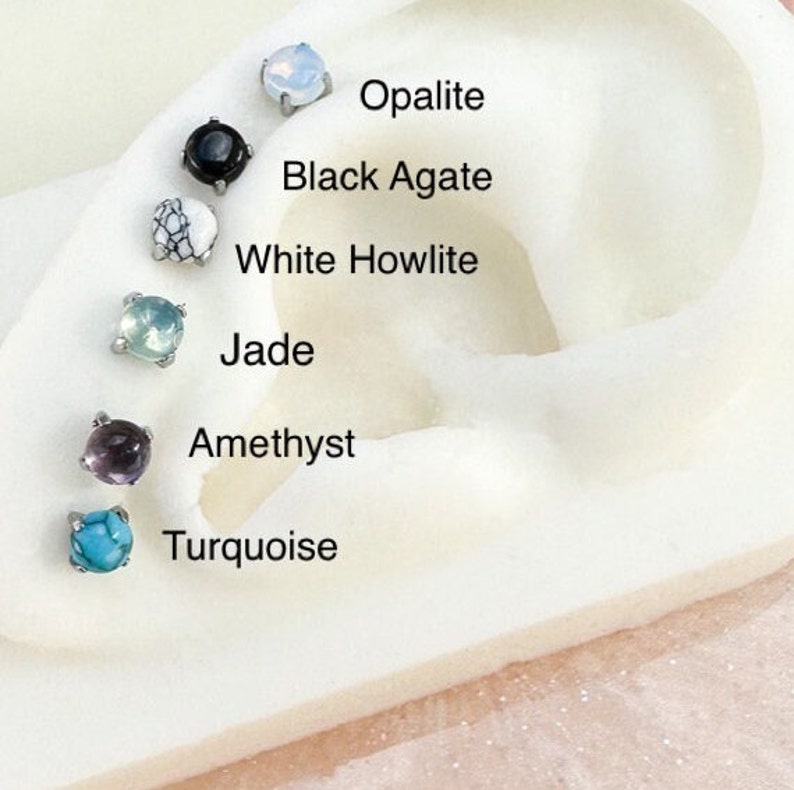 Implant Grade Titanium Jade Stone Labret. 16G. 8mm or 6mm. for ...