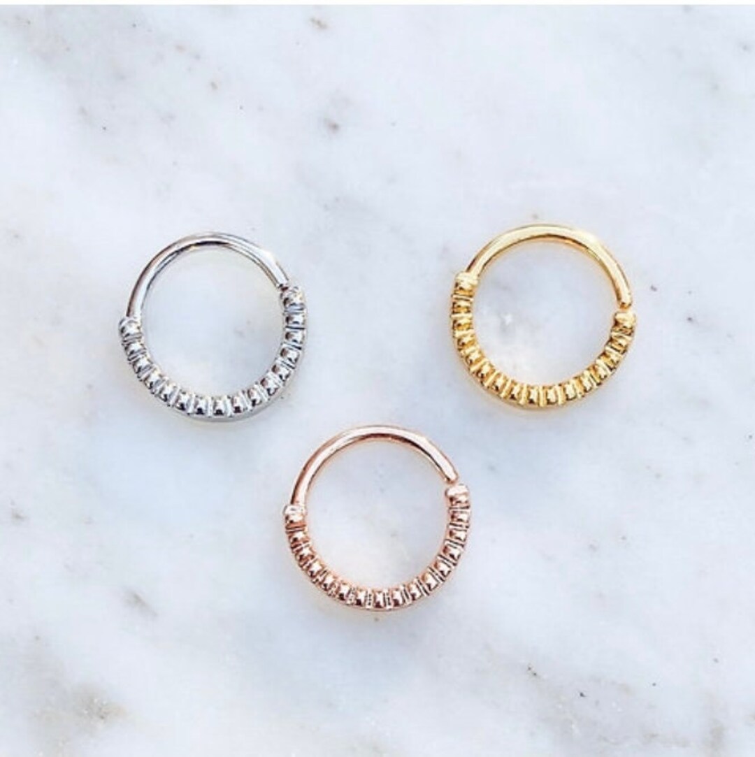 Textured Septum, Daith, Conch, Cartilage Hoop - Gold, Silver, Rosegold ...