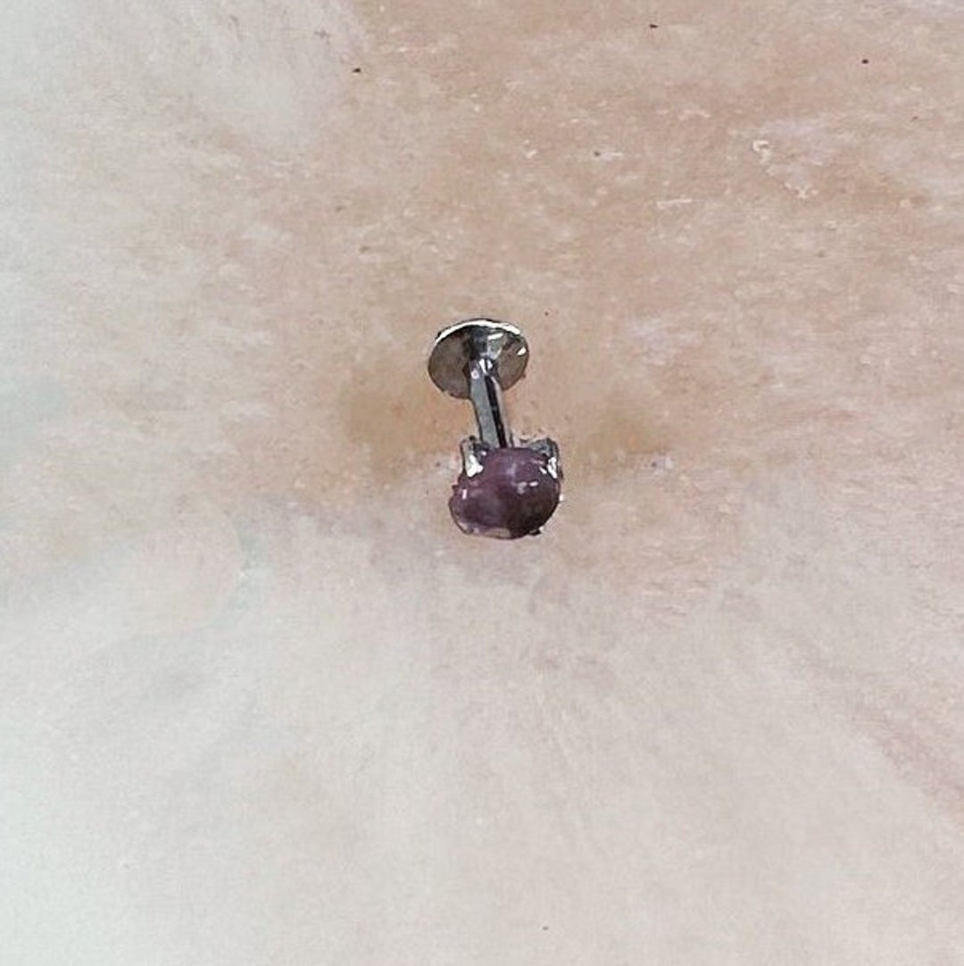 Titanium Amethyst Stone Labret for Cartilage, Lobe, Medusa, Tragus ...