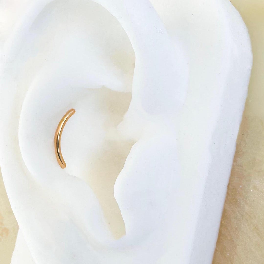 Gold Titanium Curved Labret for Conch, Cartilage, Tragus, Helix, and ...