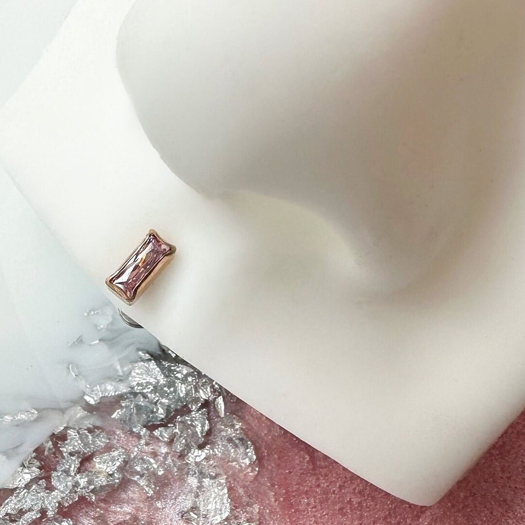 Implant Grade Titanium Light Pink Rosegold Crystal Labret. 16G. 6mm or ...