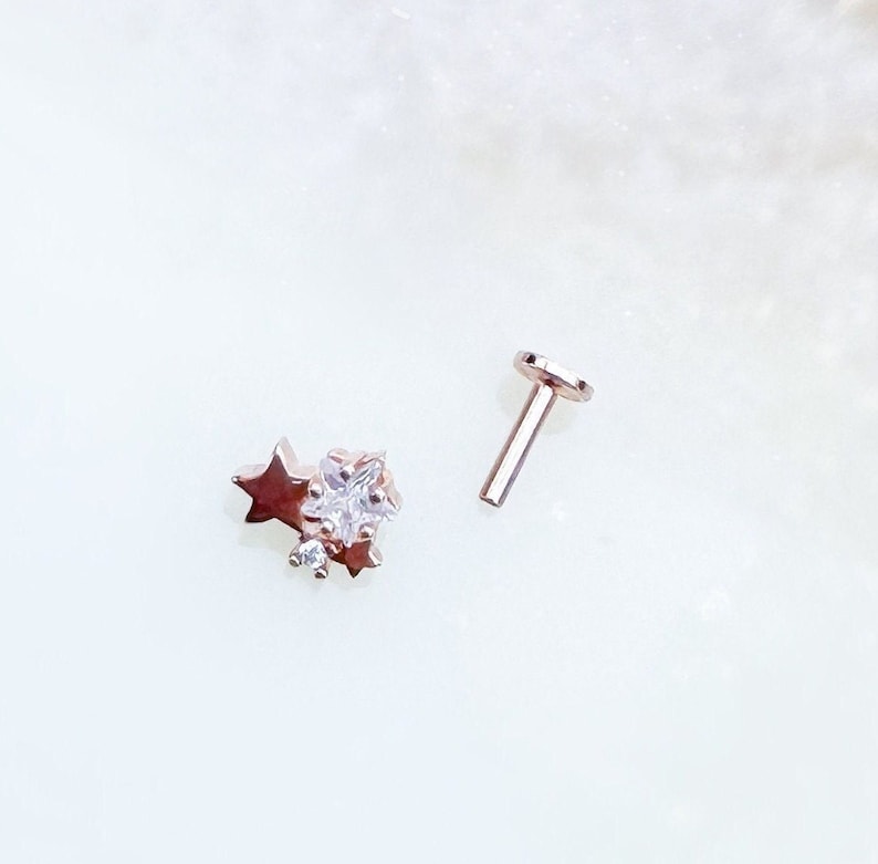 Silver, Gold, or Rose Gold Crystal Star Labret. 16G. 6mm or 8mm. for ...